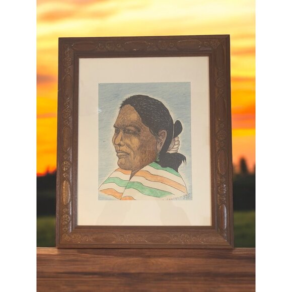 Vintage | Art | Native American Ink And Colored Pencil Sketches By Gale ...